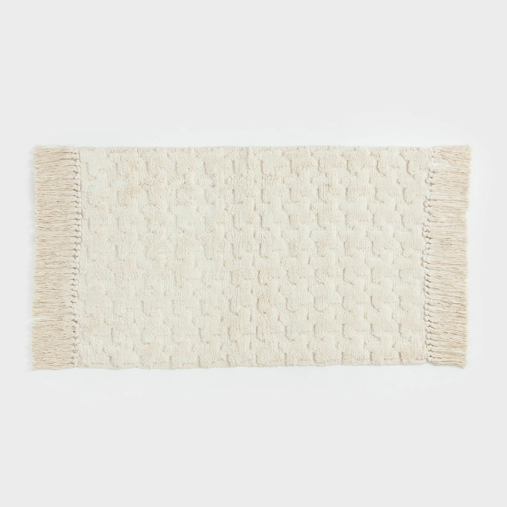 Коврик для ванной Kuchenland, 50х80 см, с бахромой, хлопок, песочный, Textured