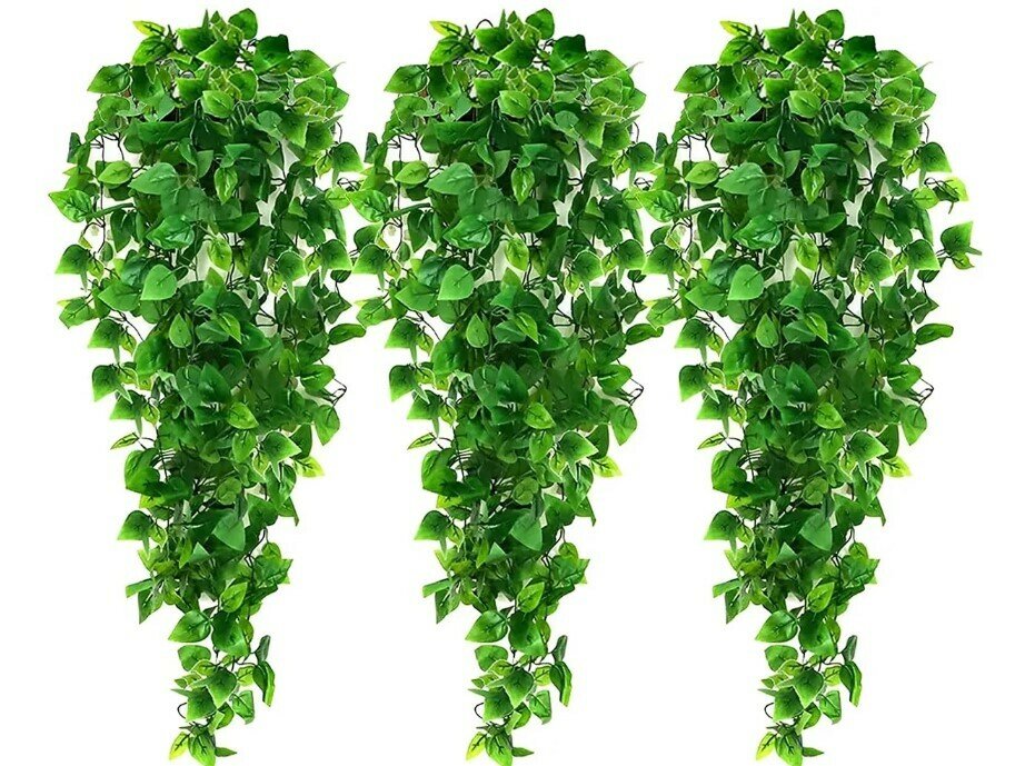 Искусственный плющ 3 шт для декора интерьера - виноградные листья 105 см