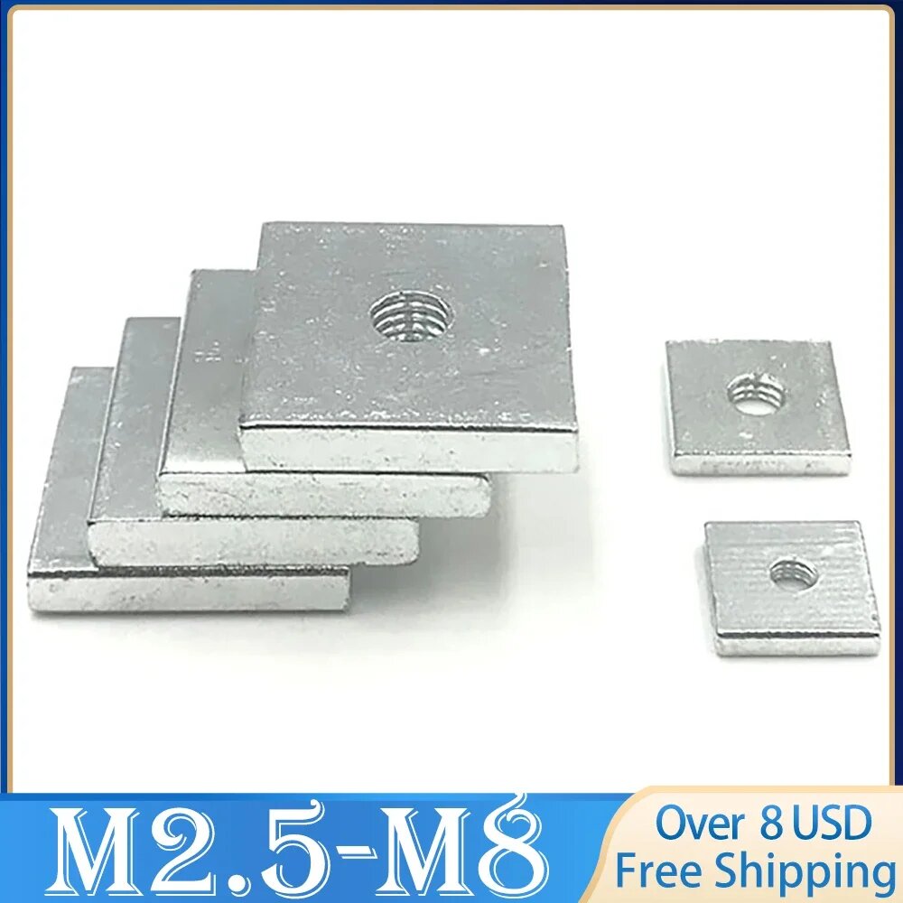 Квадратные гайки оцинкованные DIN562 M3x8x8x2, 40шт