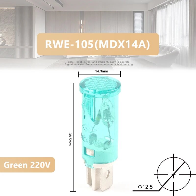 Индикаторные лампы MDX-14A DIY GO 220V Green