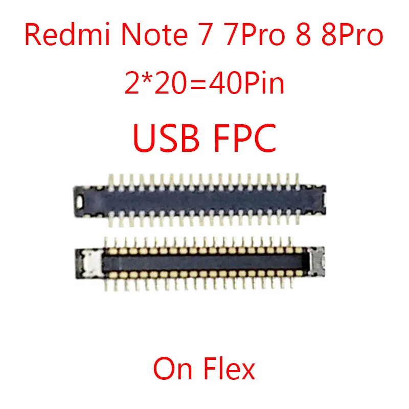 2 шт. 40-контактный ЖК-дисплей FPC коннектор на материнской плате для Xiaomi Redmi Note 7 8 Note 7 Note 8 Pro батарея USB зарядный док-порт No.2 On Flex