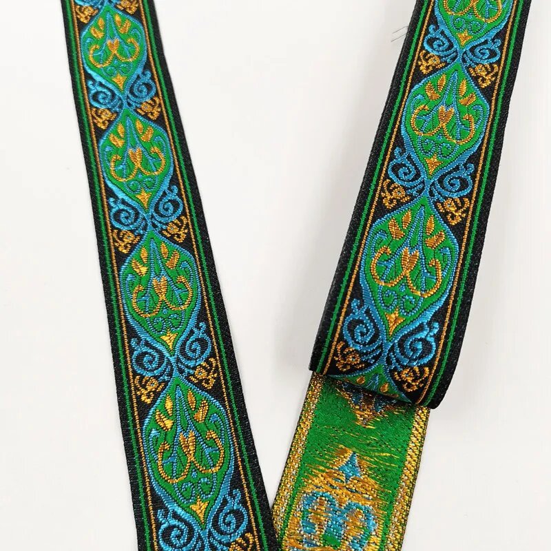 Вискозная этническая лента с вышивкой TPSMOC 7 м 33 мм Бирюзовый, 33QY28