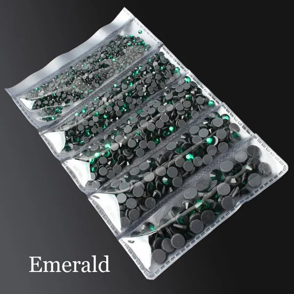 Горячие стразы TENGJIAN, 2000 шт, разноцветные, стеклянные Изумрудный, Emerald