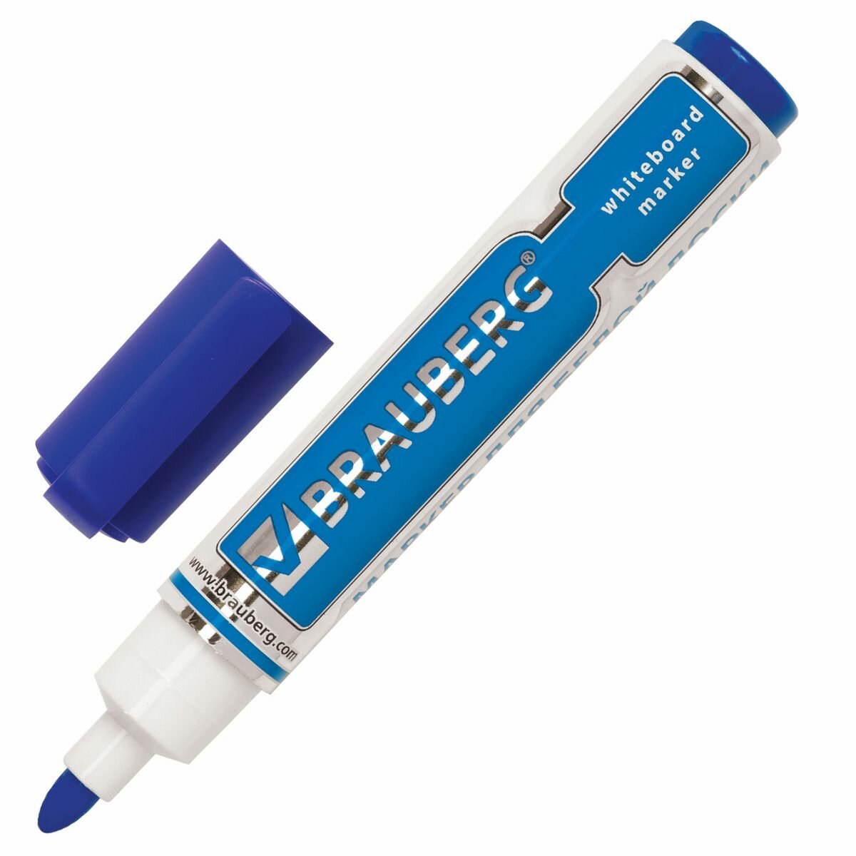 Маркер для досок Brauberg Neo (круглый наконечник, 5мм, синий, с клипом) (150488), 12шт.
