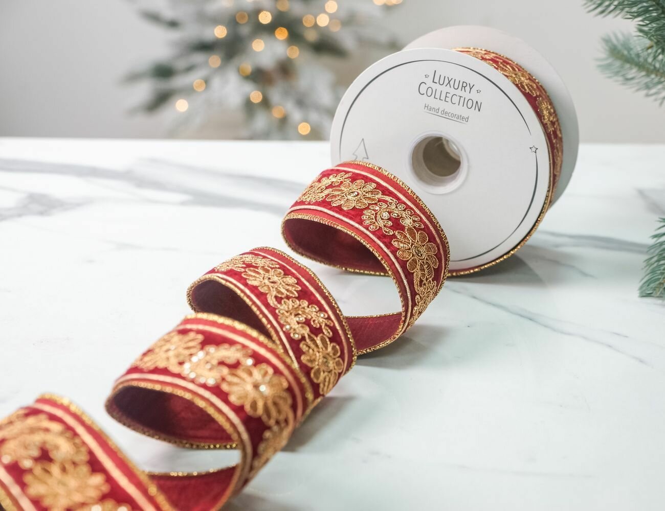 Декоративная лента флёр СЮР велю, 1000х6 см, Kaemingk 442424-2