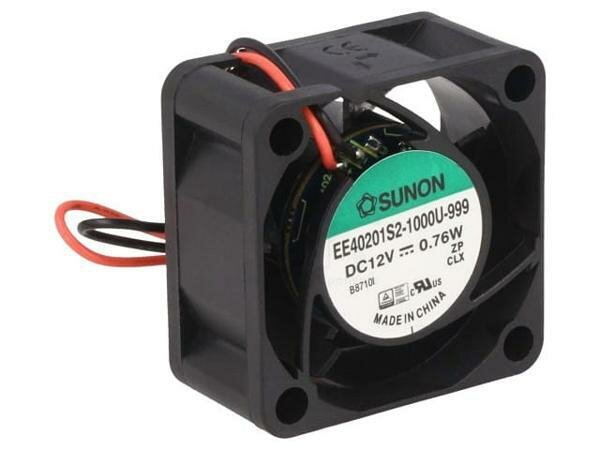 Вентилятор осевой Sunon EE40201S2-999-A, 12 В DC, подшипник скольжения, 13,01 куб. м/ч, 21 дБА, 26 AWG, 40 x 40 x 20 мм