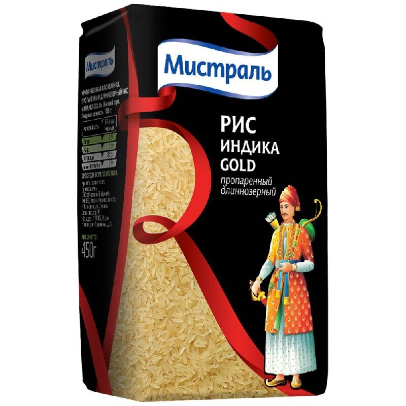 Рис мистраль Индика GOLD пропаренный длиннозерный /пакет/ 500г