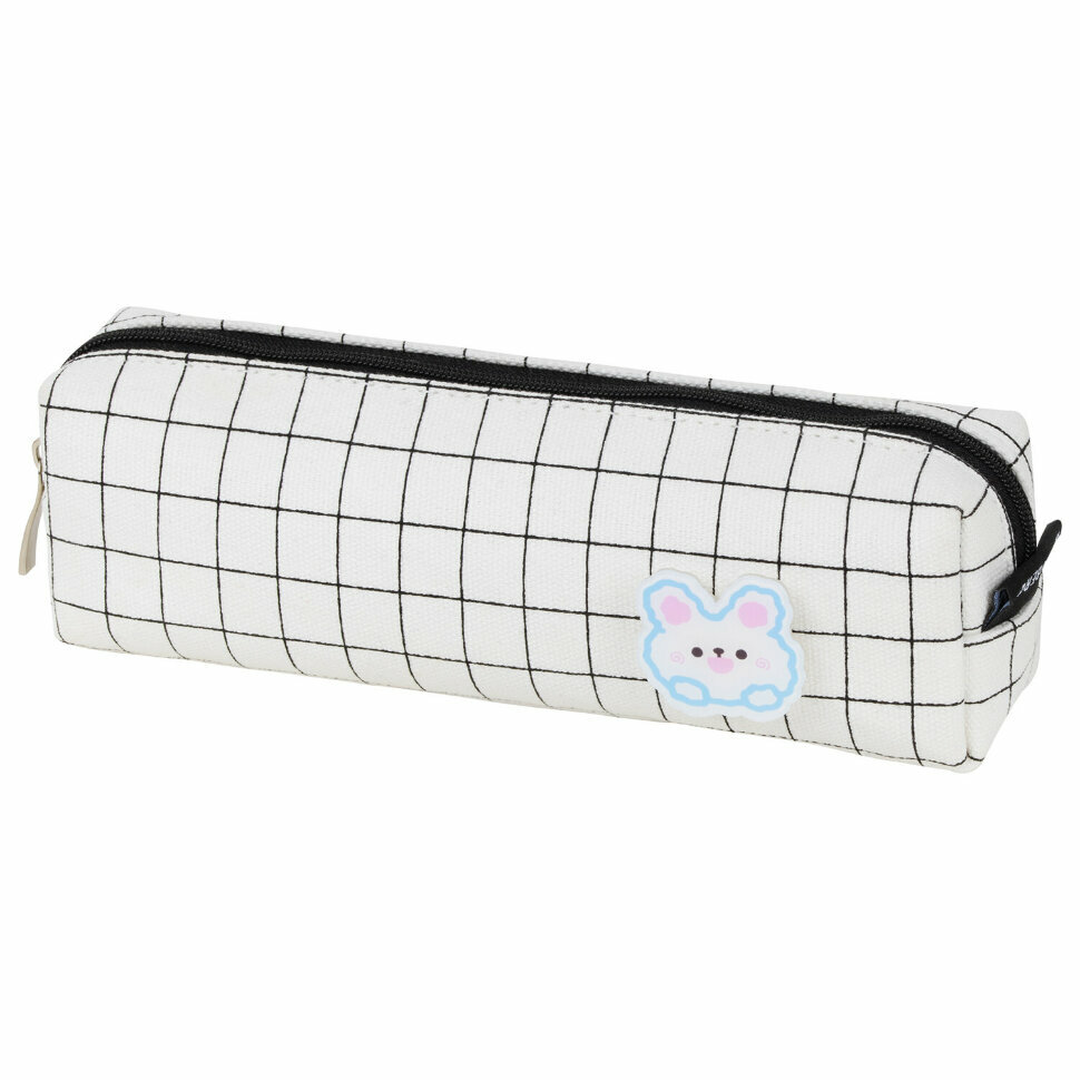 Пенал BRAUBERG, 1 отделение, полиэстер, "Sweet bunny", белый, 19х4х6 см, 272304, 272304