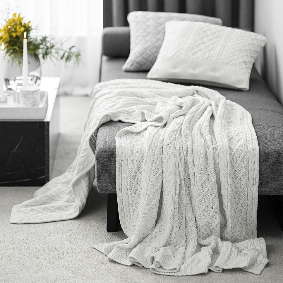 Togas Покрывало "Марсили" вязаное, хлопок, 150х200, белое