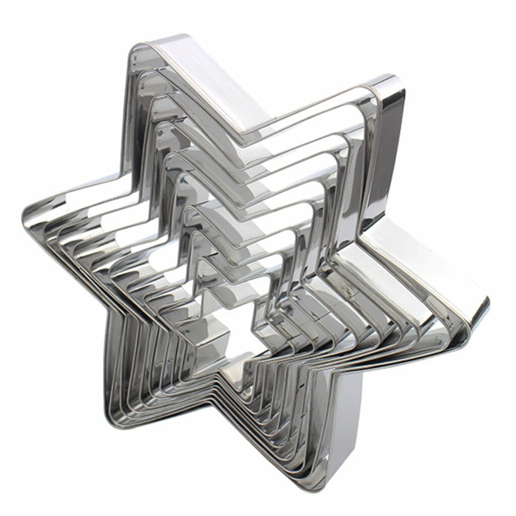 1 набор из 10 штук, частей формы для печенья в виде шестиконечной звезды нержавеющей стали