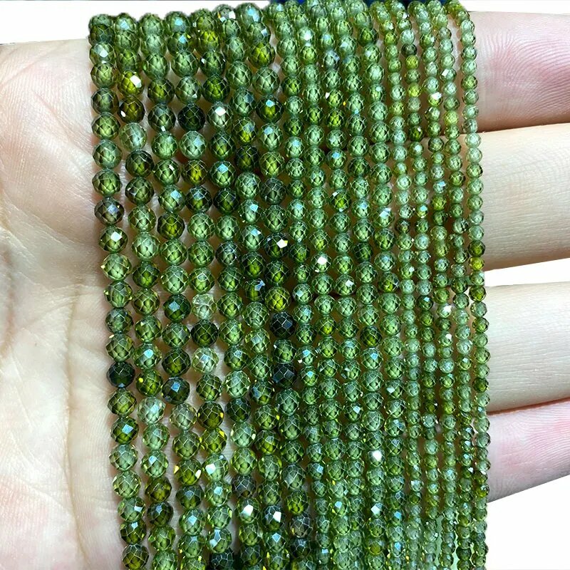 LUOMAN XIARI Гранистый циркон бусины зелёные синие белые 2мм 3мм 4мм 3mm 122pcs, dark green