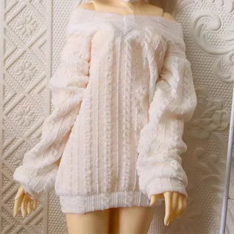 Кукольный свитер с открытыми плечами для кукол 30/45/60 см White, For 45cm doll