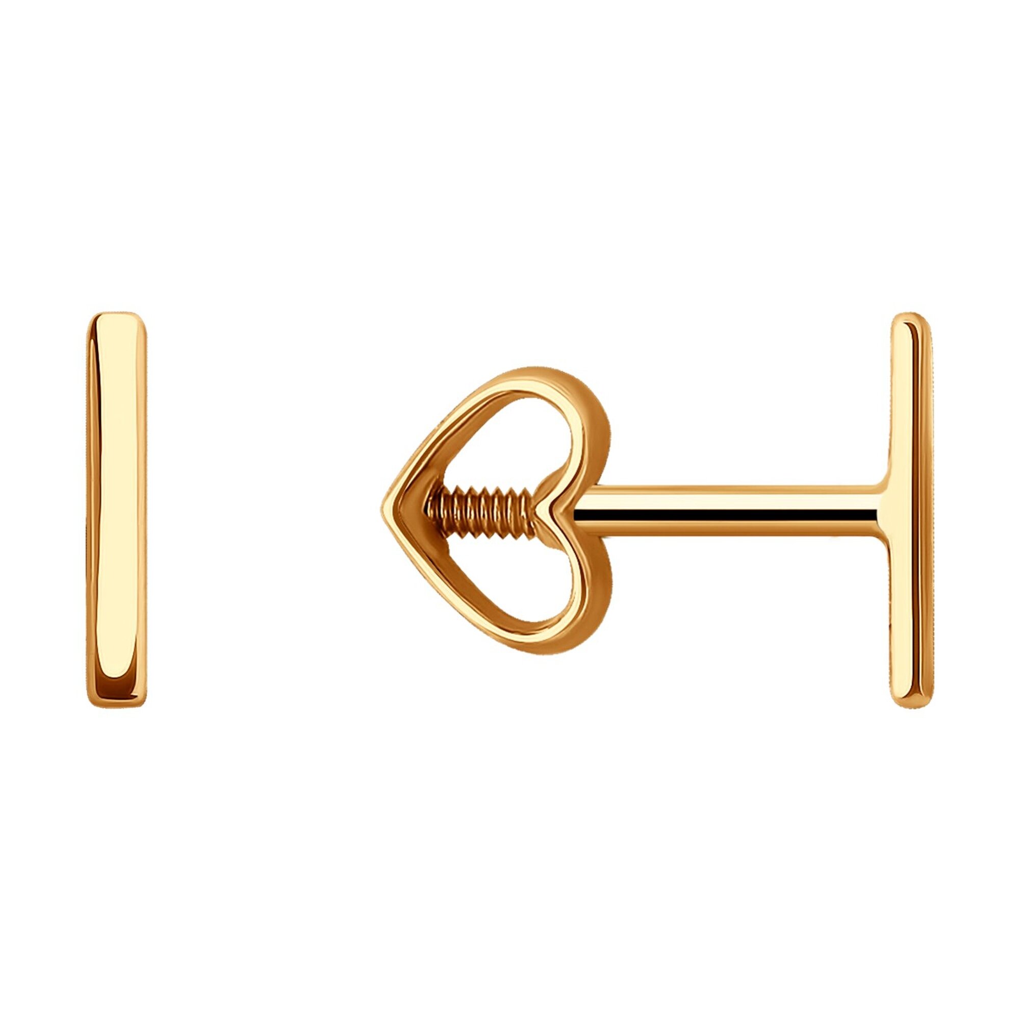 Серьги пусеты, красное золото, 585 проба