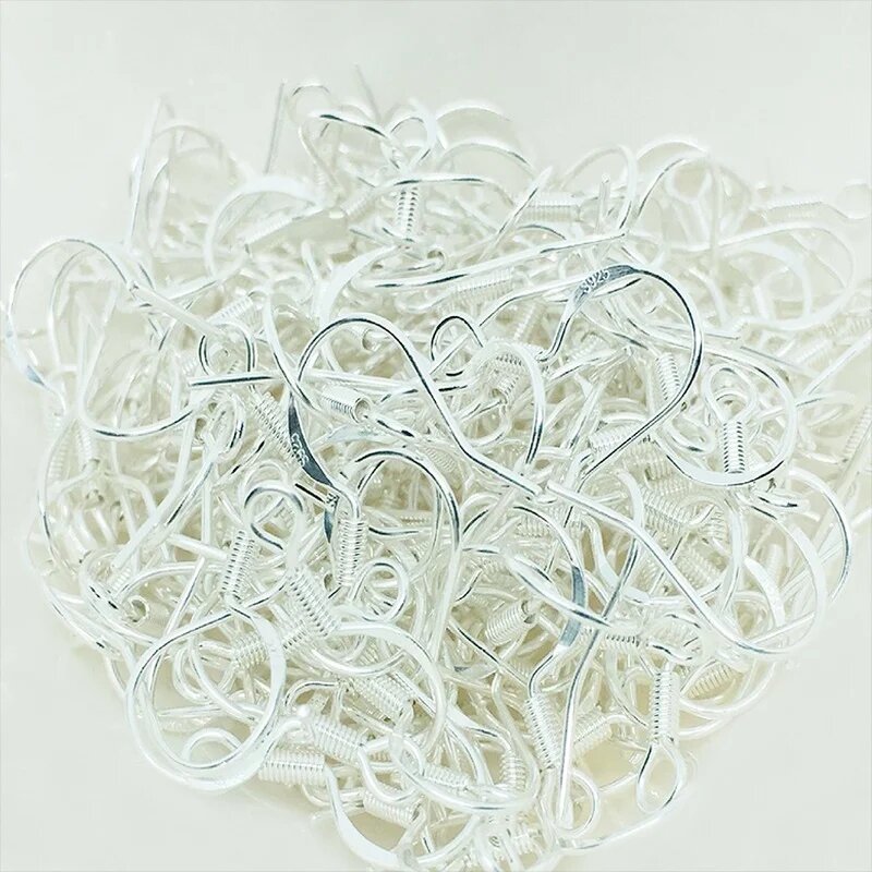 50 шт. 925 стерлингового серебра серьги крючки Earwire застежки аксессуары для украшения, украшения своими руками, запчасти, сережки-гвоздики 17*15 мм