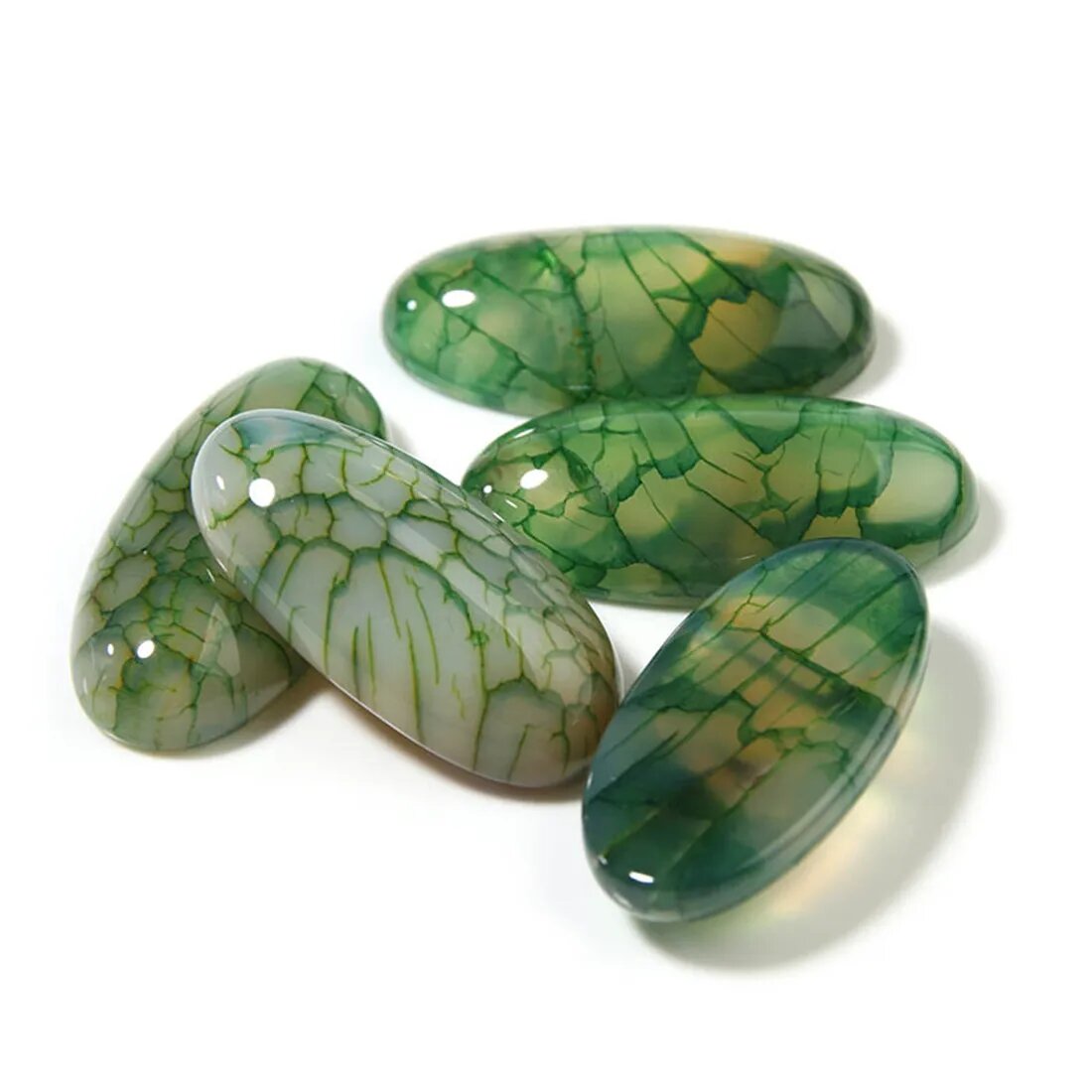 Кабошоны из натурального камня "Дракон", лаcoogh, 2 шт. Изумрудный, T20111GN15x30