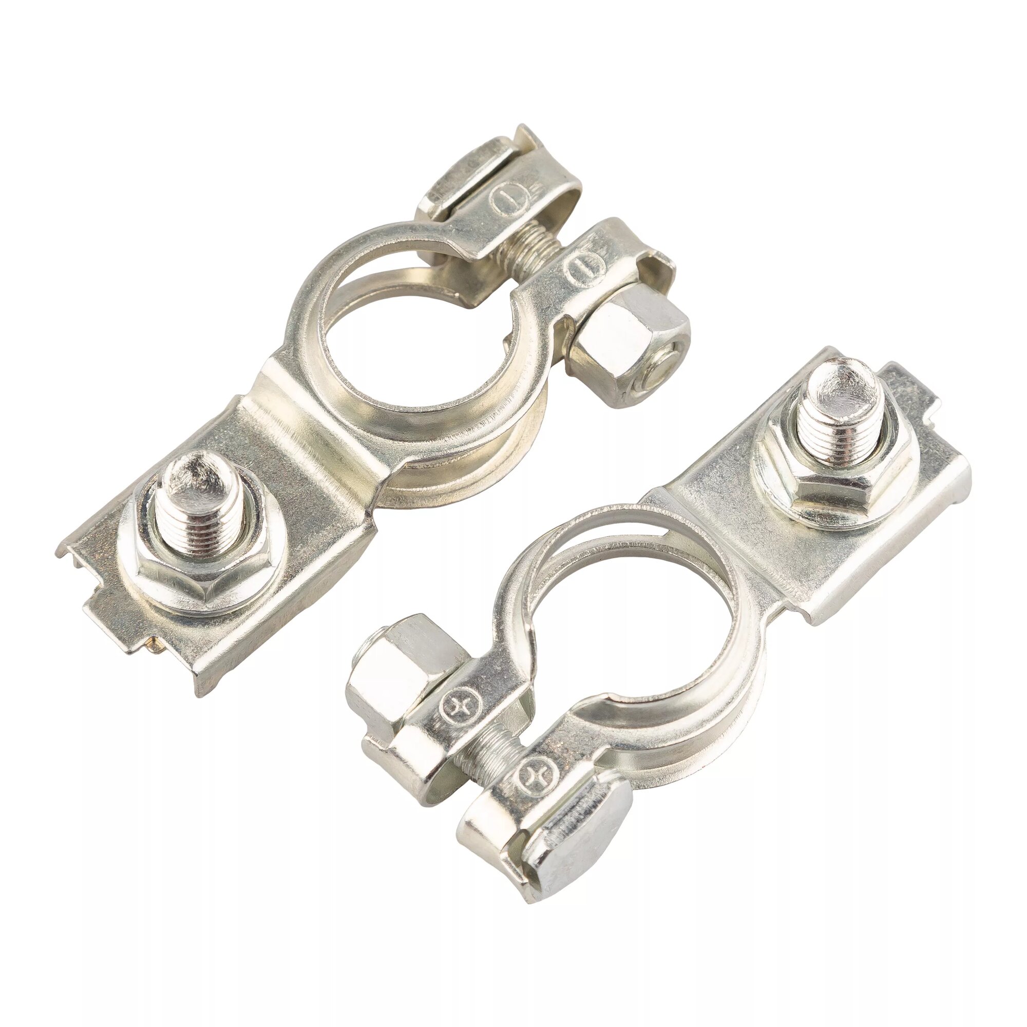 Клемма АКБ WB30 цинк без пласт. колпачков (под зажим провода с клеммой болтом с гайкой), 2шт. (WB)