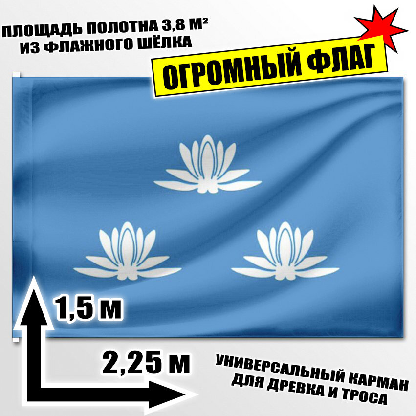 Флаг огромный Новокуйбышевска 225x150 см