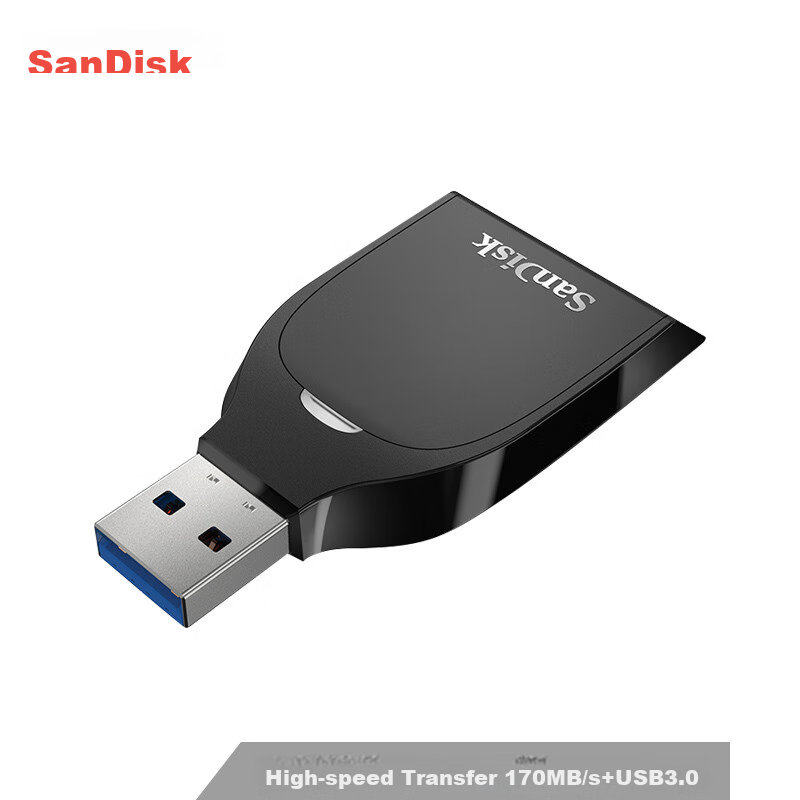 Кардридер SanDisk внешний, USB 2.0 Type A, SD, пластиковый, черный