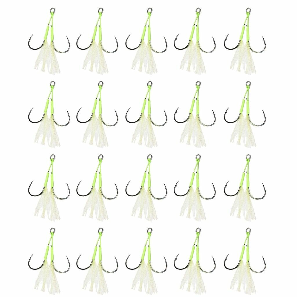 20 шт, двойной крючок Luya hook для подачи крови с железной пластиной-травянисто-зеленый-№ 15