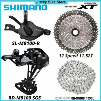 Shimano Deore M8100, группа 1x12, переключение SL-R/RD-SGS (Без окном), кассета Sunshine 11-52T, цепь CN-M6100 126L, Комплект для переключения скоростей велосипеда (набор из 4 шт.)
