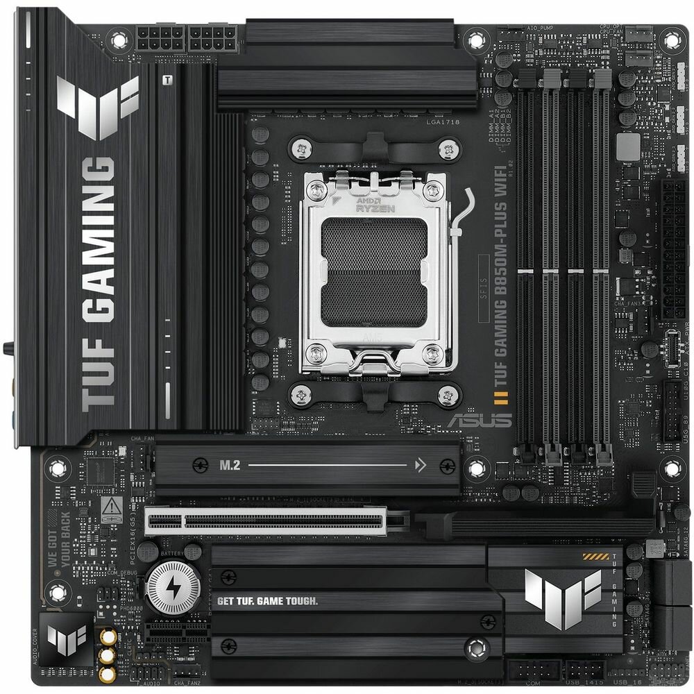 Материнская плата ASUS TUF GAMING B850M-PLUS WIFI AM5 mATX 4xDDR5 PCIEx16 PCIEx1 3xM.2 USB-C DP HDMI 2.5GLAN Wi-Fi 6Е