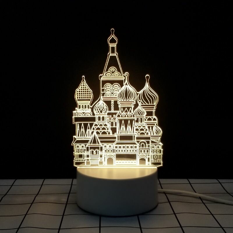 Ночник "Замок", ABS-пластик, тёплый белый цвет, USB-зарядка, высота 21см