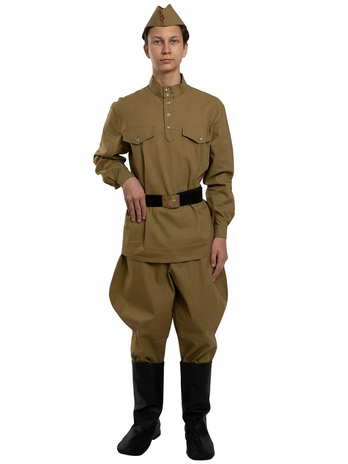 Мужская военная форма гимнастерка с брюками-галифе р.164-170 (р.44-46) диагональ, хаки