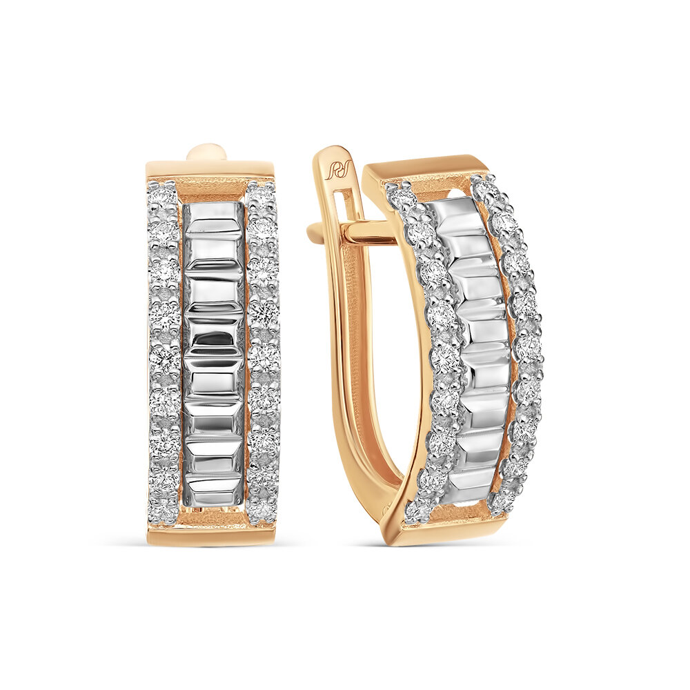 Серьги, золото, 585 проба, бриллиант