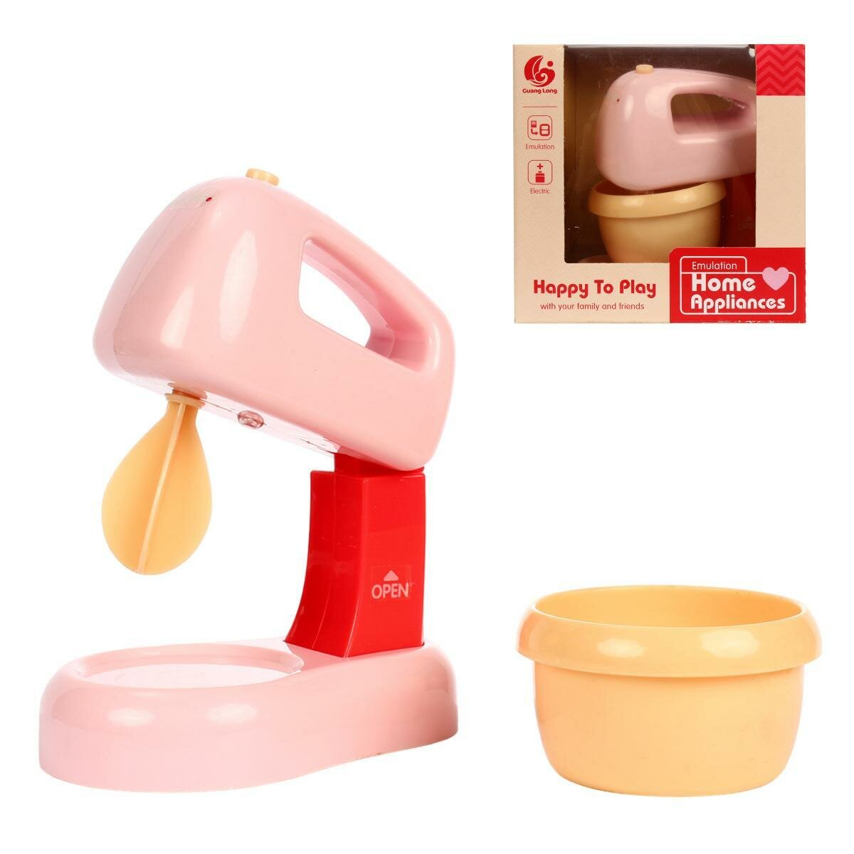 Миксер детский "Happy To Play", пластик, розовый/красный, 13см