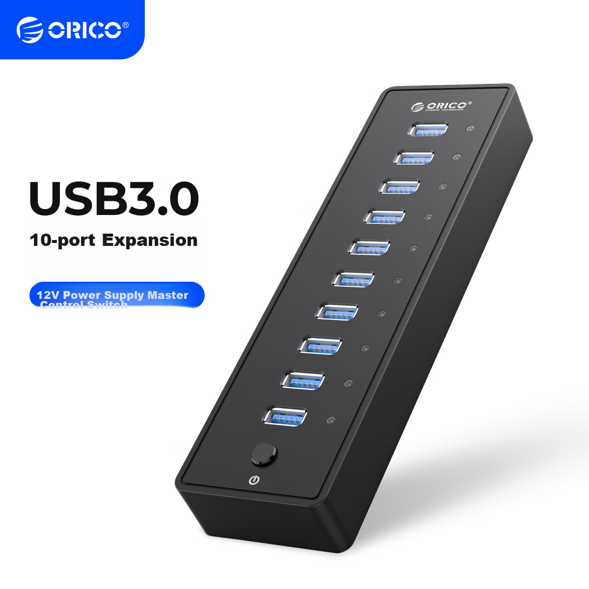 ORICO USB 3.0 Hub, High-Speed 10-Port Expansion Dock, Hub for Laptops, Converter with Power Switch, P10-U3