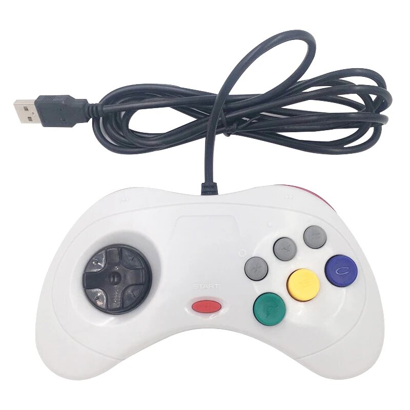 Классический игровой контроллер USB, геймпад, джойстик, проводной геймпад для системы Sega белый