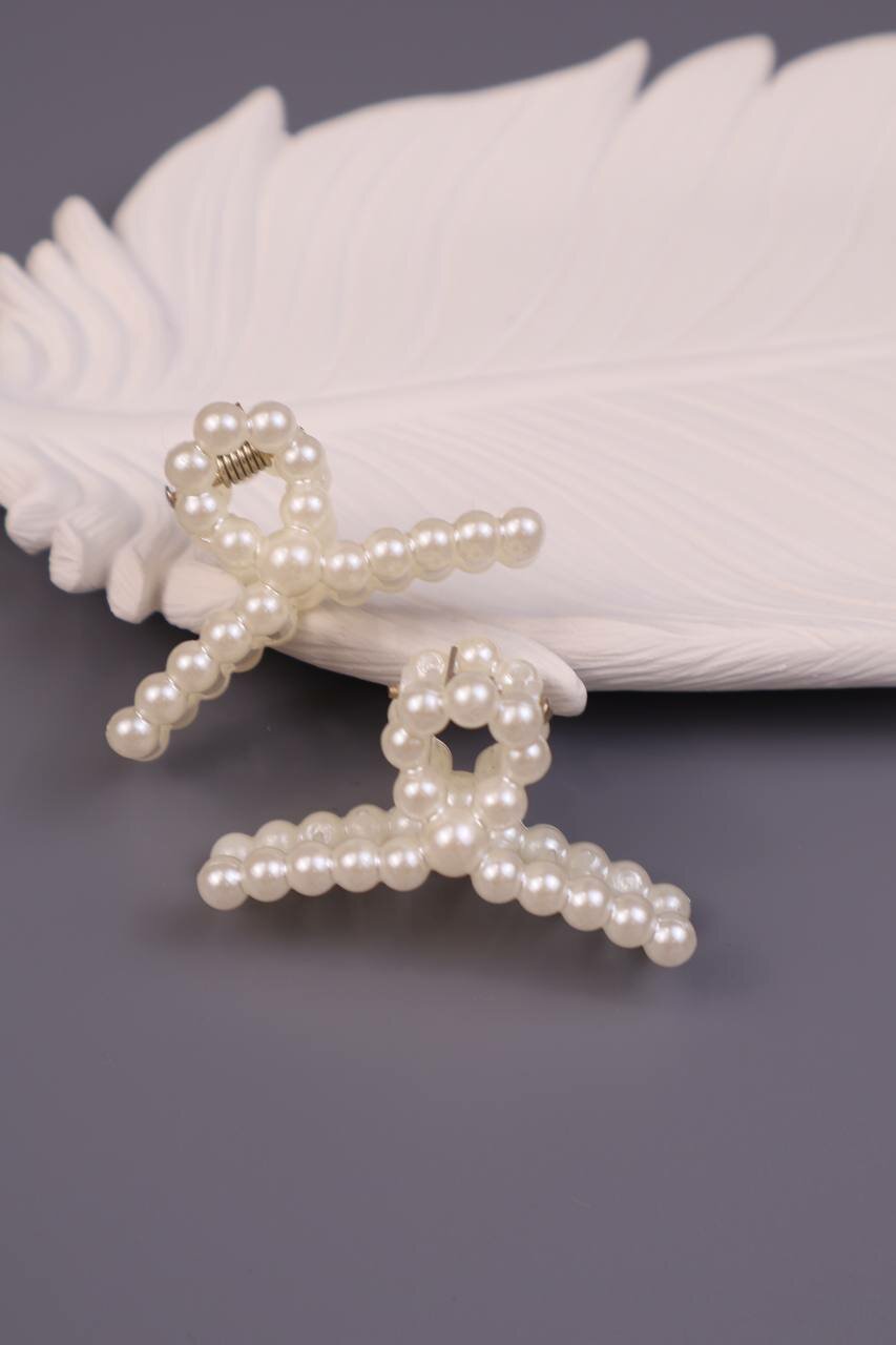 Крабики для волос/Заколки-крабики Fashion с искусственными жемчужными бусинами 2 шт