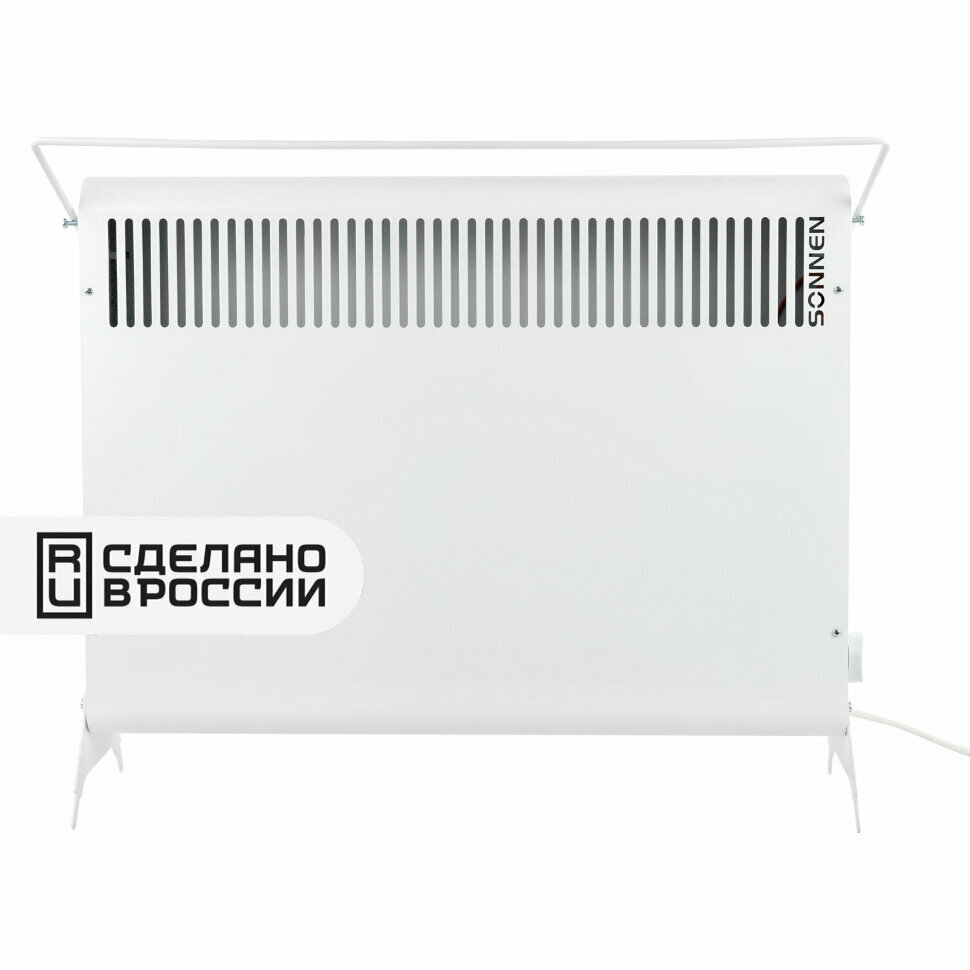 Обогреватель-конвектор SONNEN MINI-1500.2, 1500 Вт, вешалка, Х-образный нагревательный элемент, белый, сделано в России, 457631, 457631