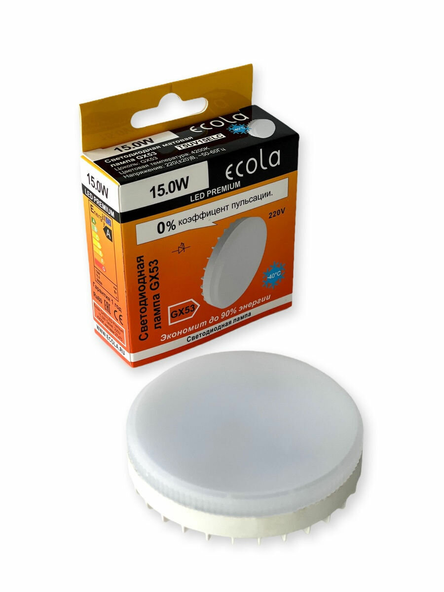 Ecola GX53 св/д 15W 4200K 4K 27x75 матов. Premium T5UV15ELC