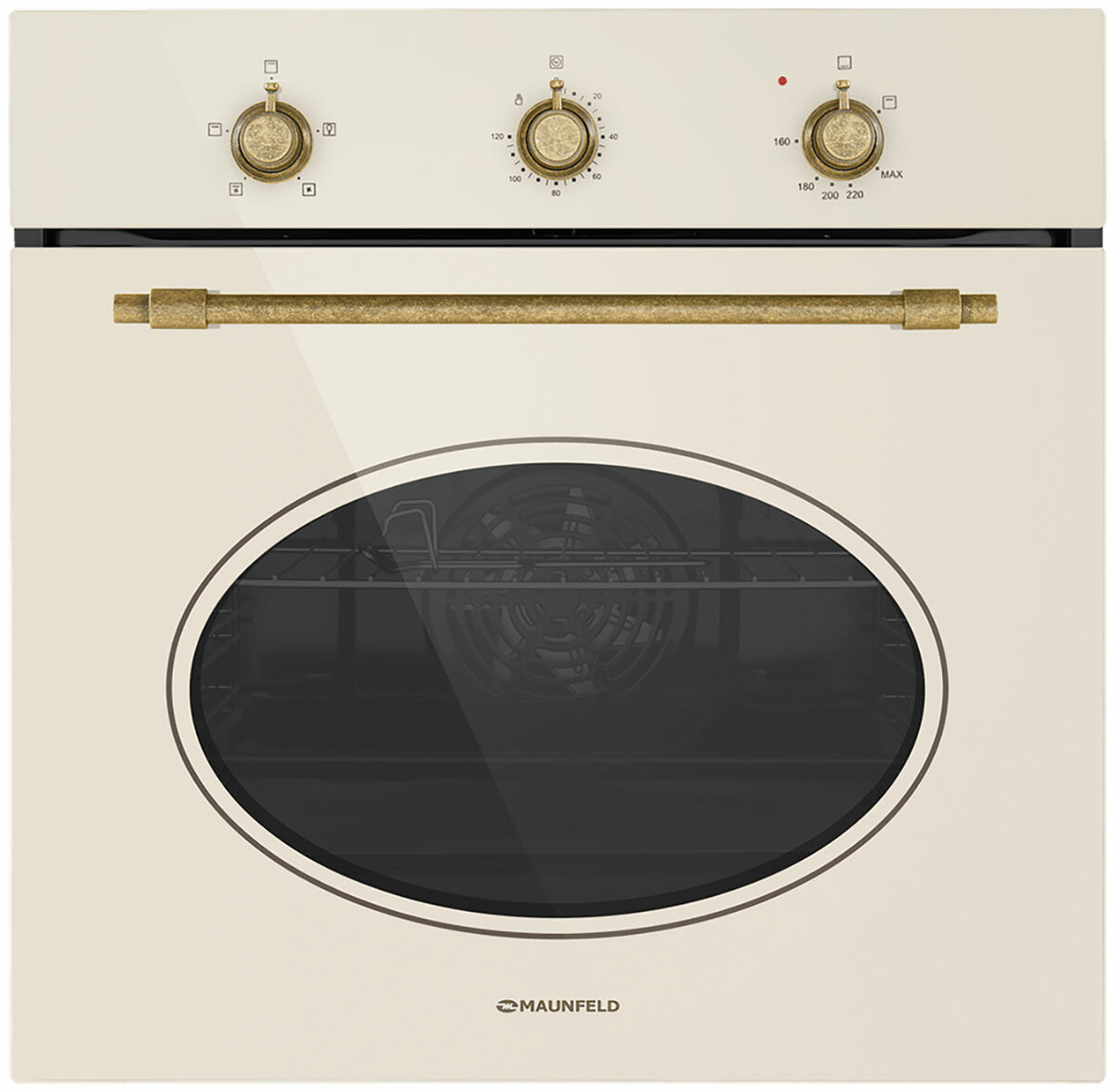 Газовый духовой шкаф Maunfeld EOGC604RIB. MT Slim 59 см, 60 л конвекция, слоновая кость