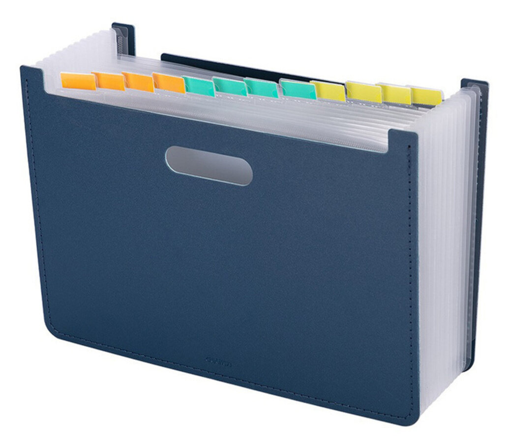 Лоток вертикальный пластик А4 30мм 13отд. синий темный складной DELI 63951DK-BLUE