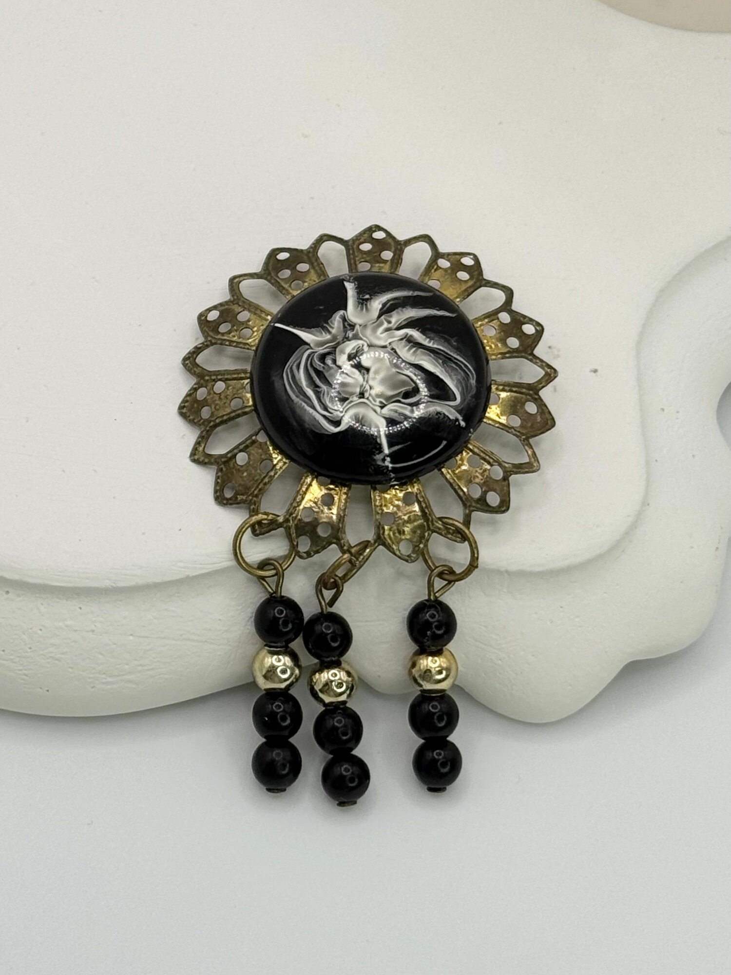 Советская винтажная брошь с подвесами