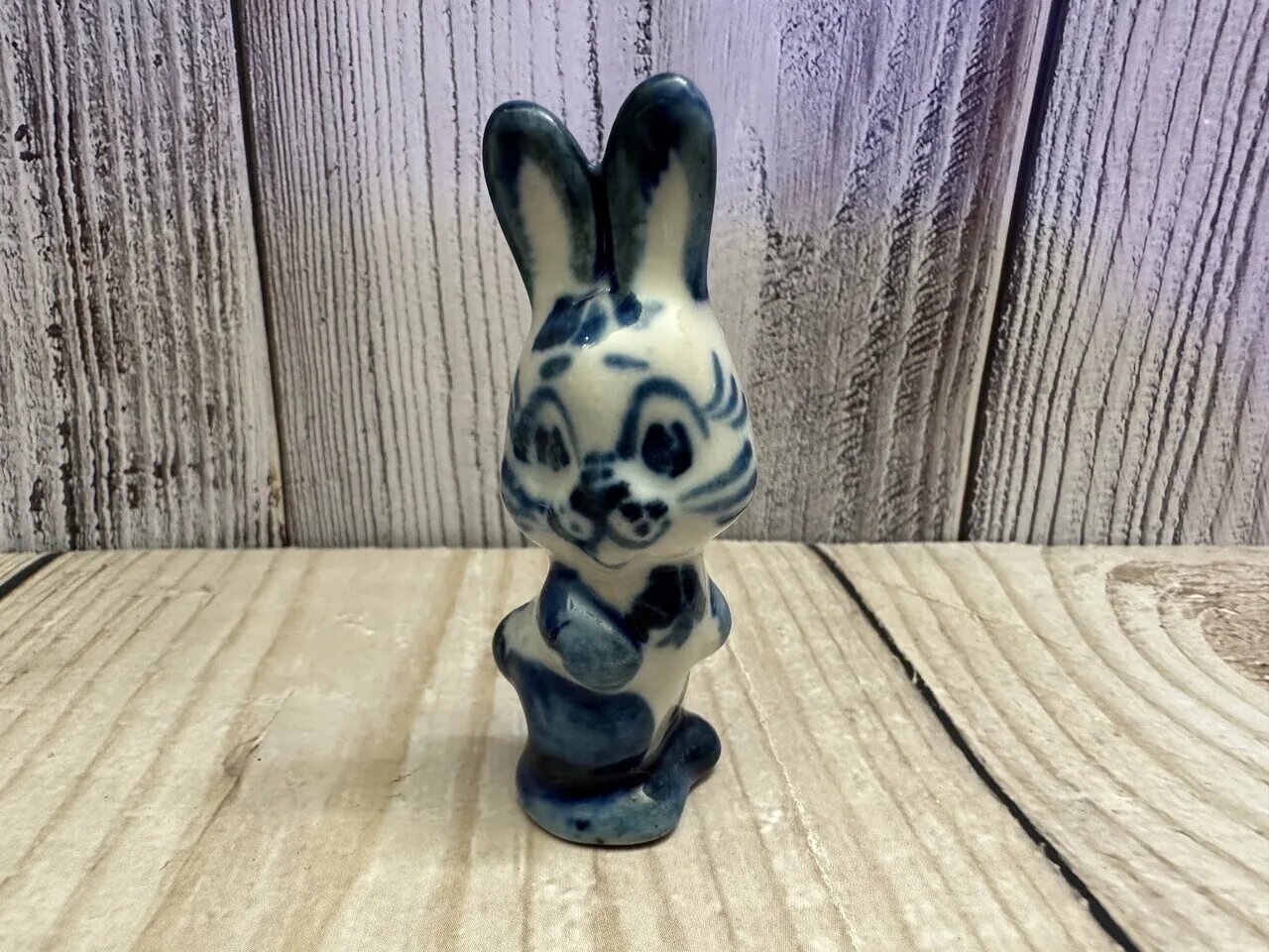 Статуэтка Заяц Гжель Фарфор винтаж