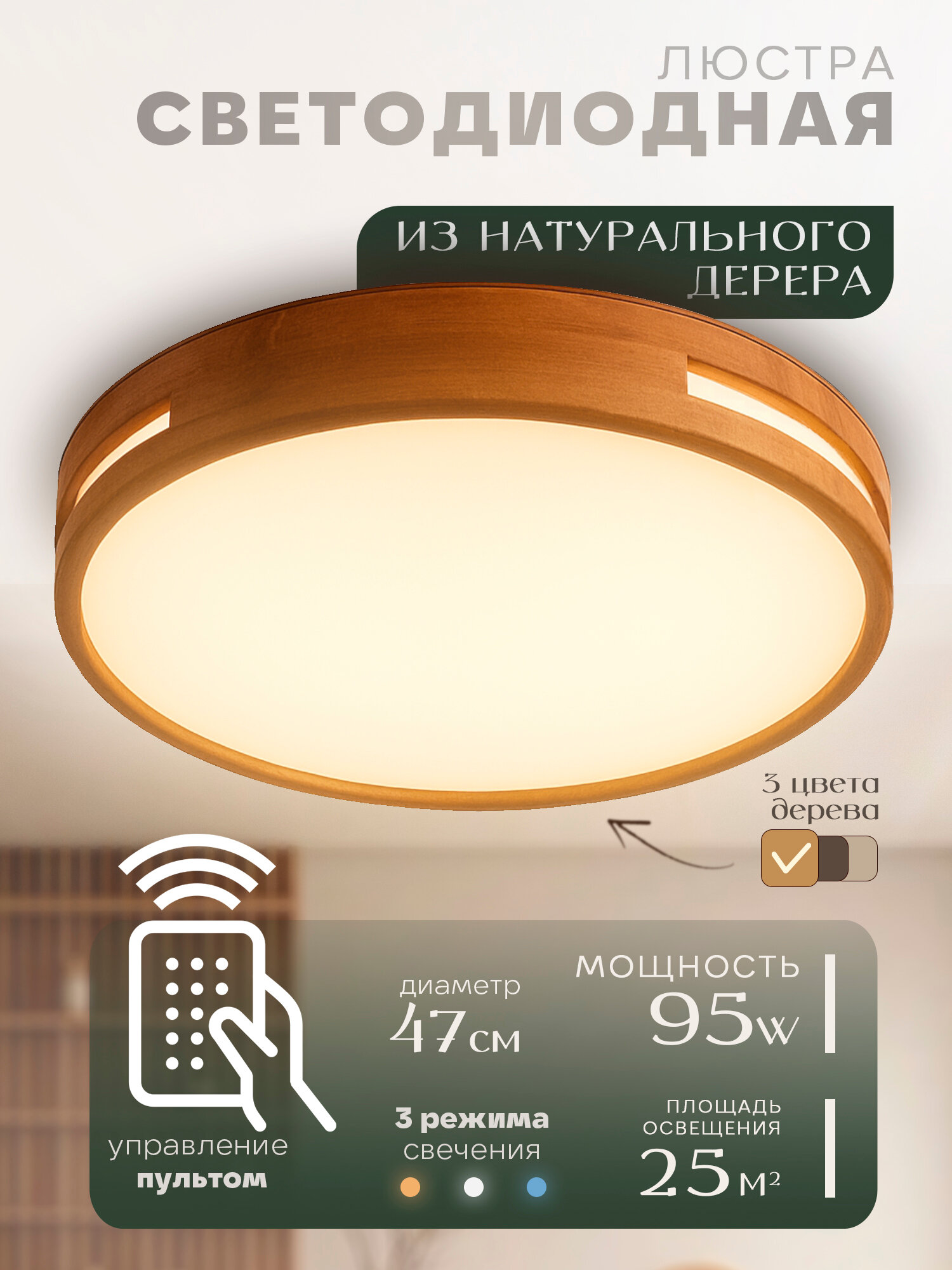 Люстра потолочная светодиодная с пультом в кухню, гостиную, спальню