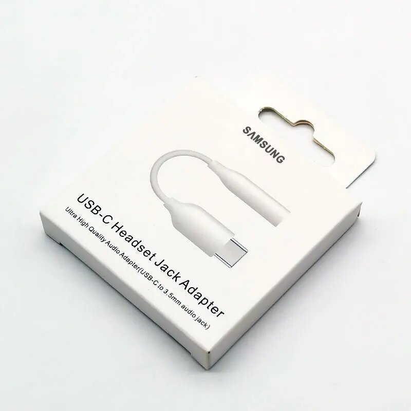 Samsung USB Type C на 3,5 мм Aux адаптер Type-C Jack Аудио конвертер для наушников White with box