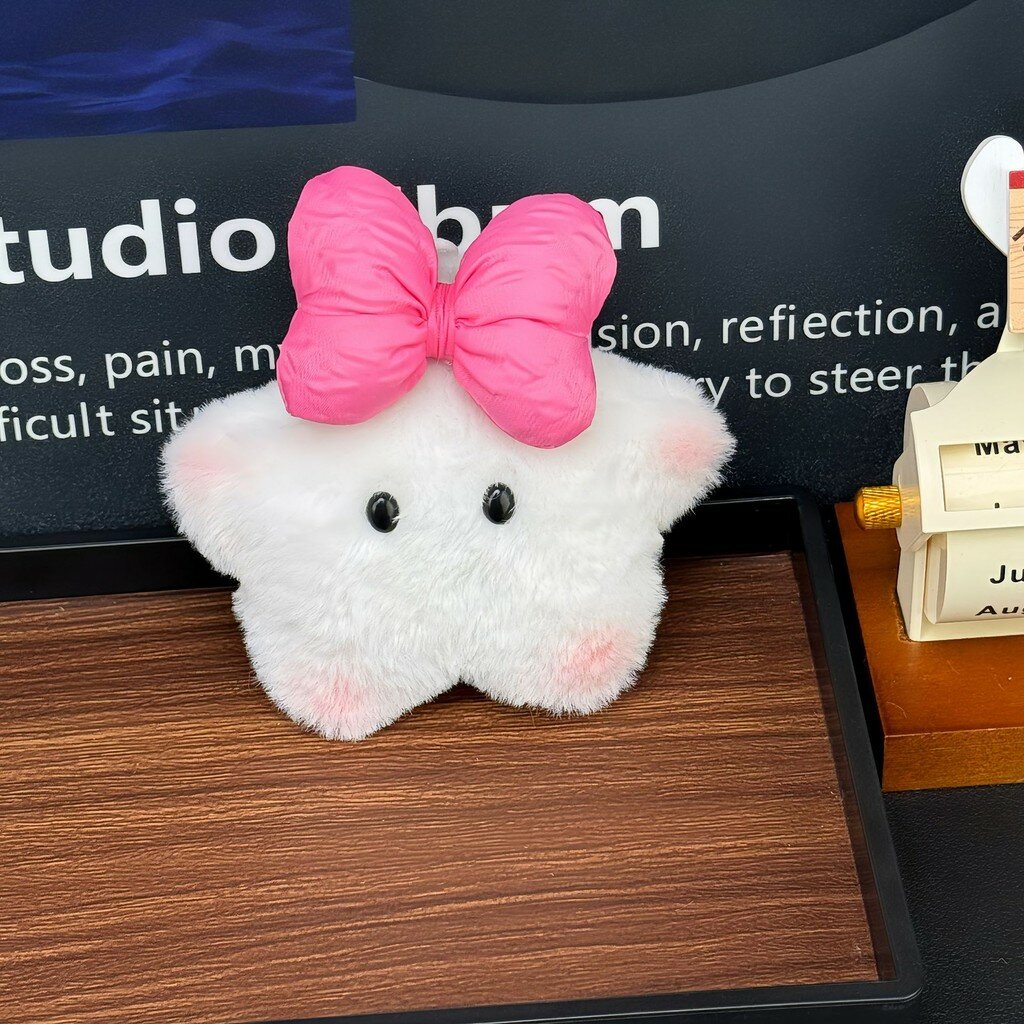 Star plush toy with squeaker and bow chain ultra soft stuffed animal gift for nursery decor