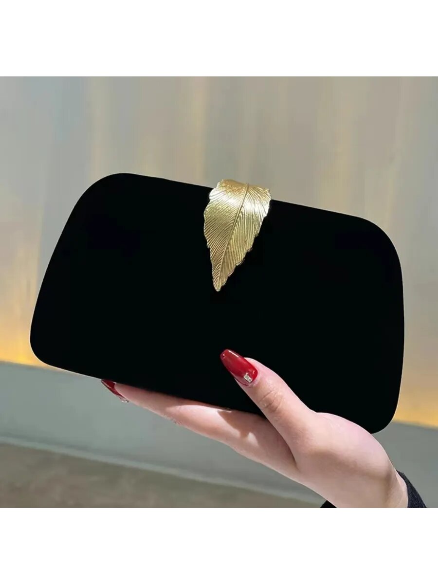 Сумка клатч вечерний на цепочке бархатный черный