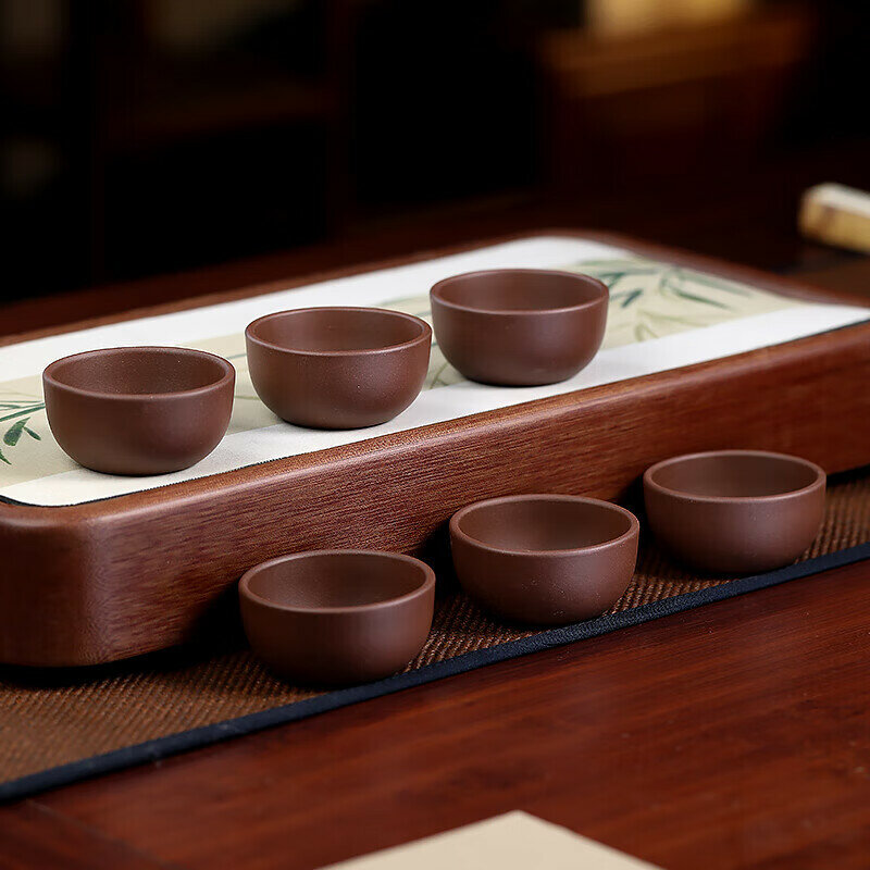 Bai Nian Li Yong Yixing Purple Clay Tea Cup, Original Ore Purple Clay Small-Mouth Cup, Host Cup, Kung Fu Tea Set, Tea Brewing Cup, Set of 6