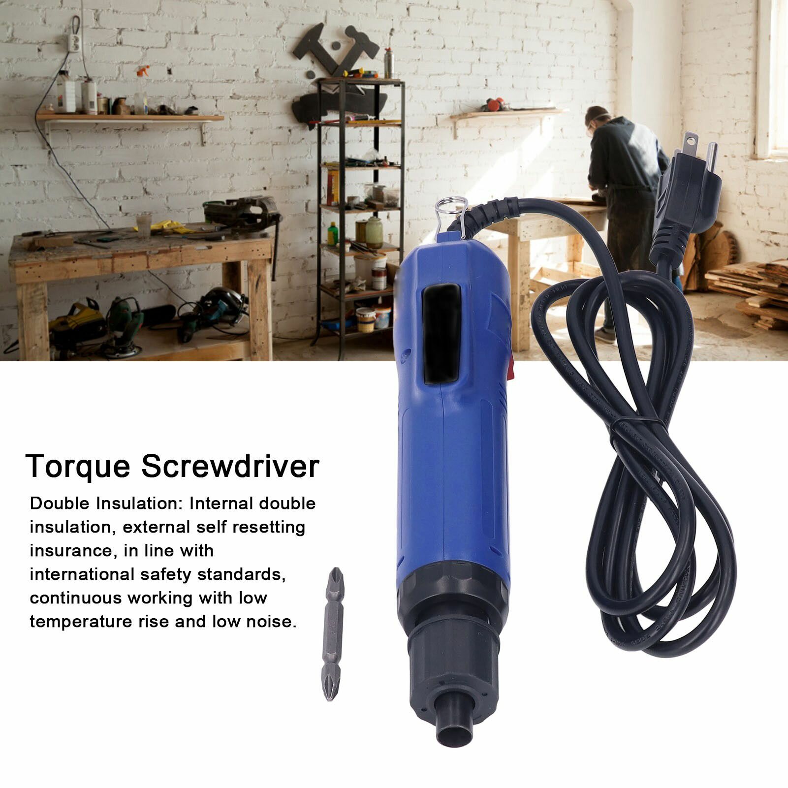 Динамометрическая отвертка, высокая точность крутящего момента, бесступенчатая регулировка, электрическая отвертка с двойной изоляцией, вилка стандарта США, 110 В