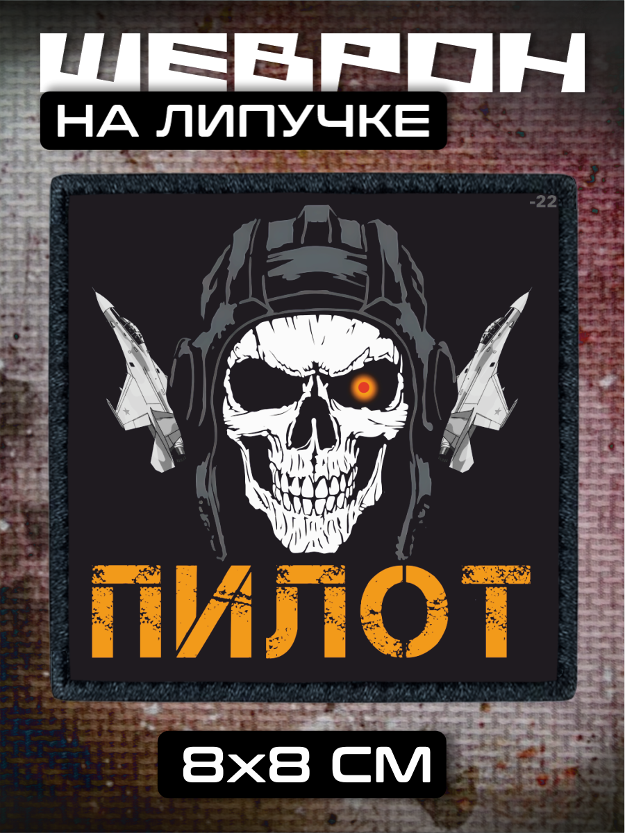 Шеврон на липучке Пилот череп
