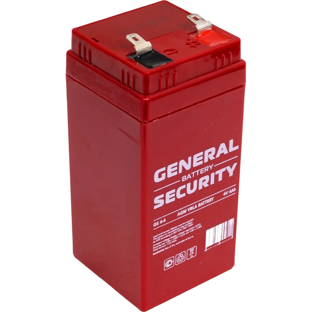 Аккумулятор AGM для ИБП General Security GS4-4, 4В, 4 Ач, ударопрочный, прямой полярности, размеры 105x47x47 мм, вес