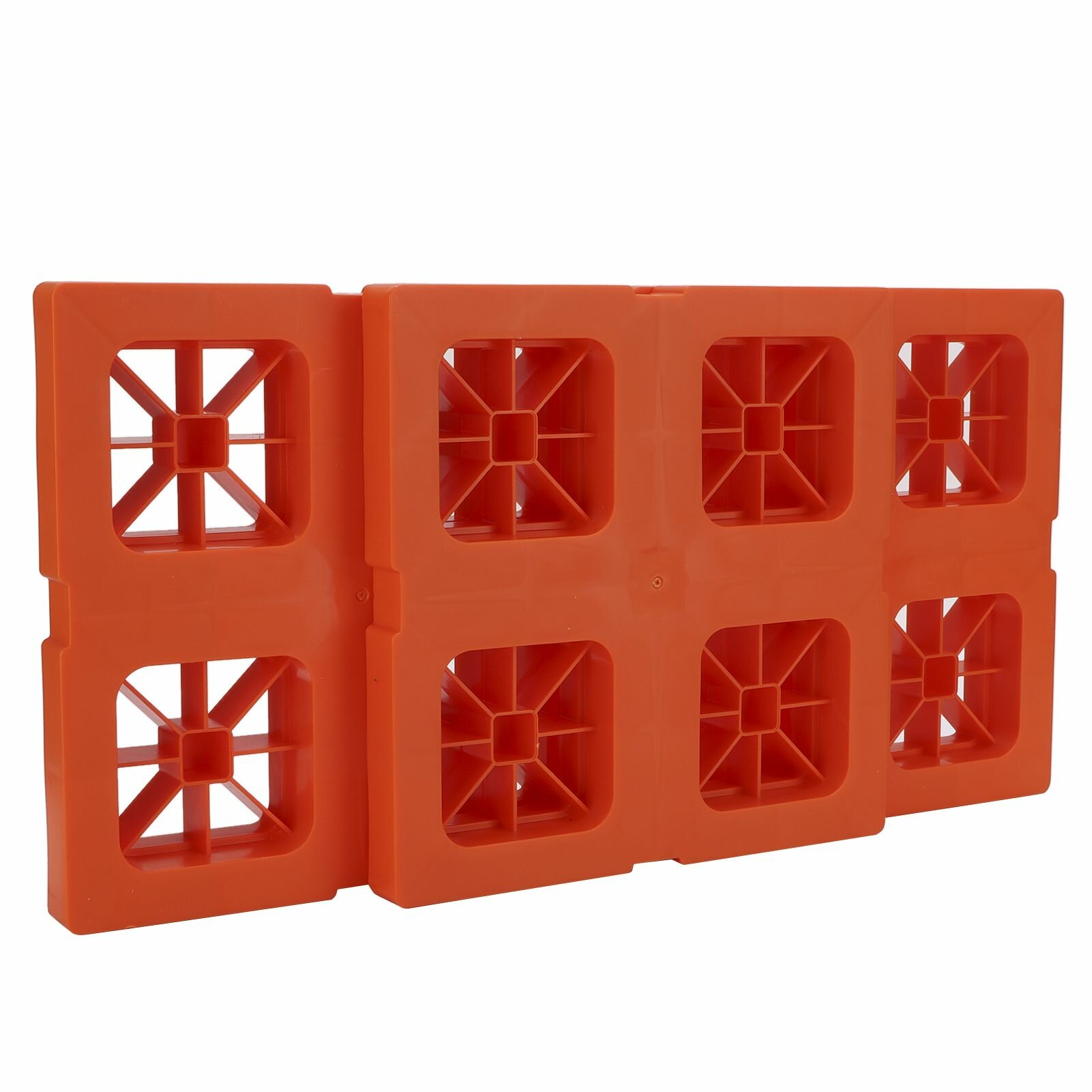 Комплект из 5 уровнительных блоков с противоскользящими подушками и ремнем для автоприцепов и кемперов, материал ABS, оранжевый