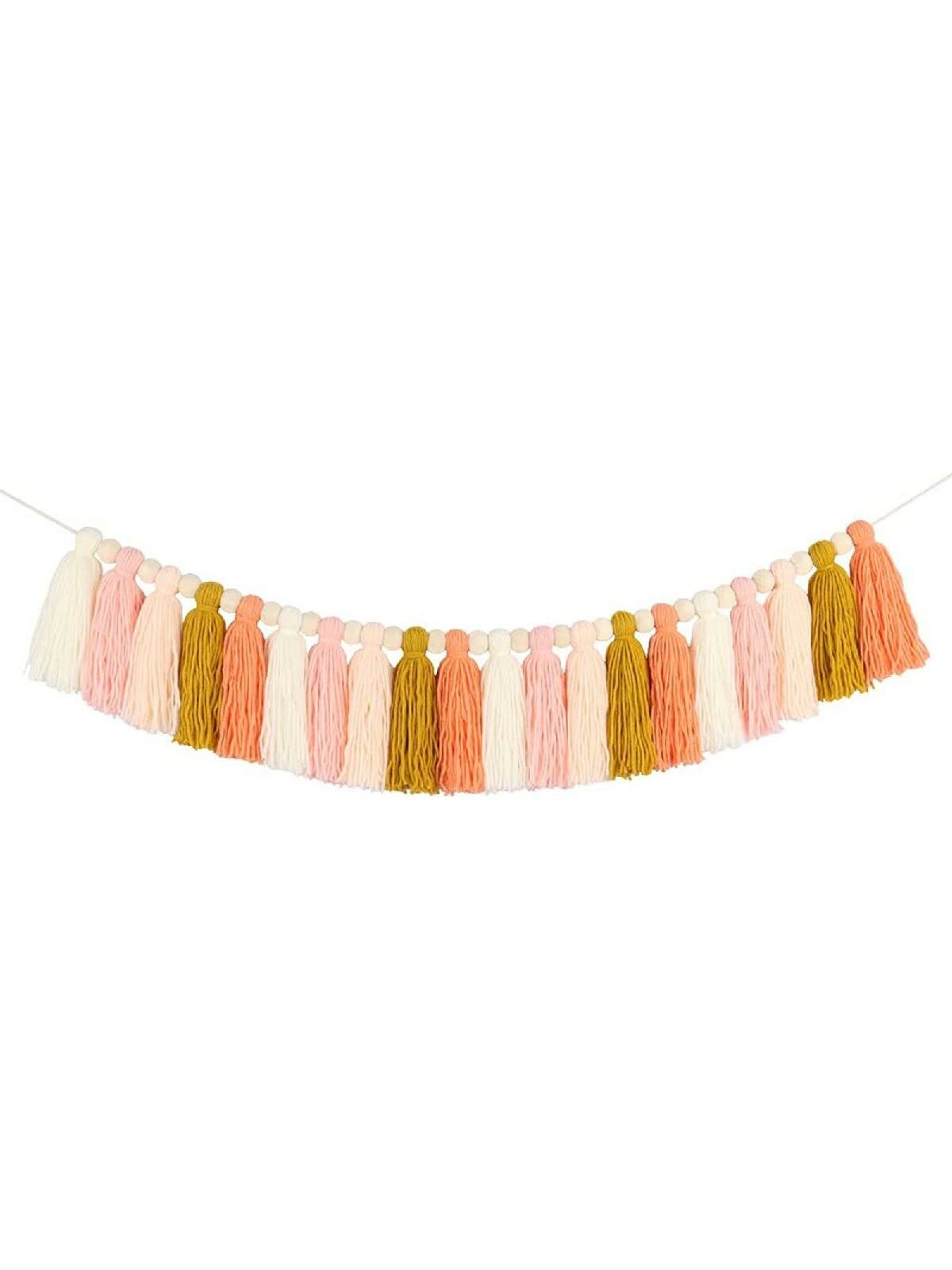 Гирлянды ручной работы Кисточки Баннеры Деревянные бусины Гирлянды для гобеленов Подвески