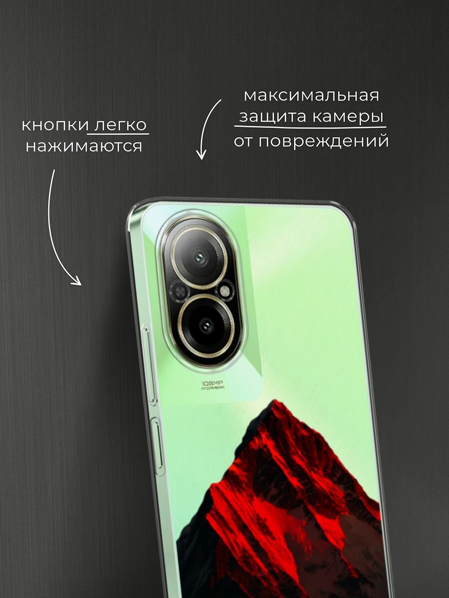 Чехол на Realme C67 4G / Реалми C67 4G с принтом Красная гора 2, прозрачный — фото 1