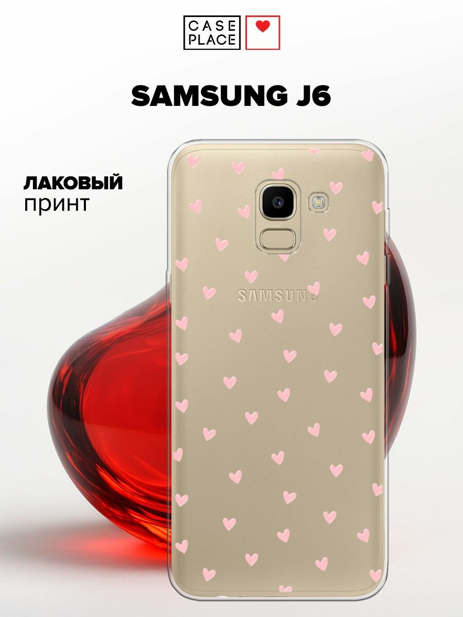 Силиконовый чехол на Samsung Galaxy J6 2018 / Самсунг Галакси Джей 6 2018 с принтом Маленькие нежные сердечки